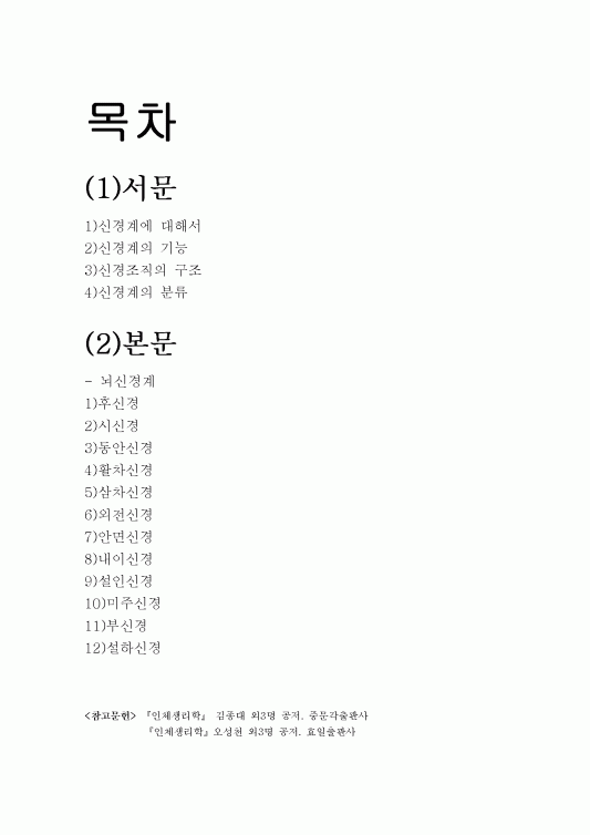 뇌신경계 레포트 자료