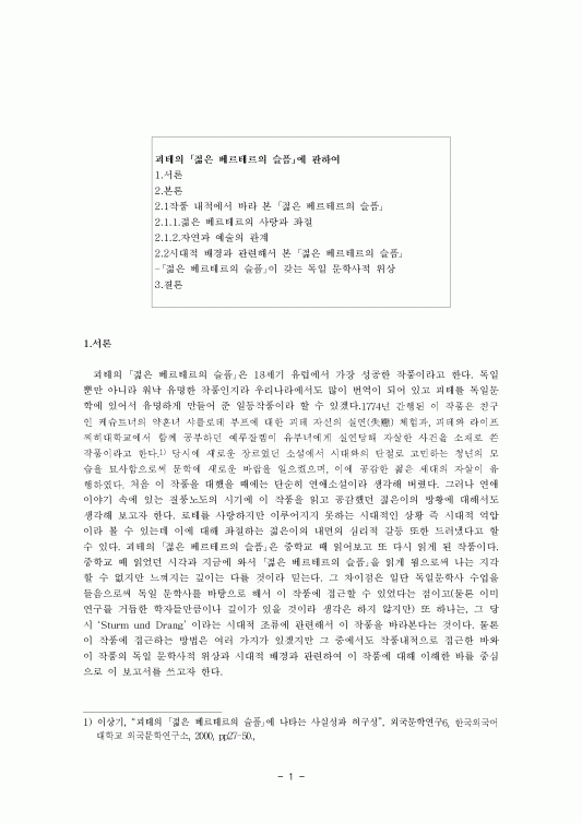젊은 베르테르의 슬픔에 관하여