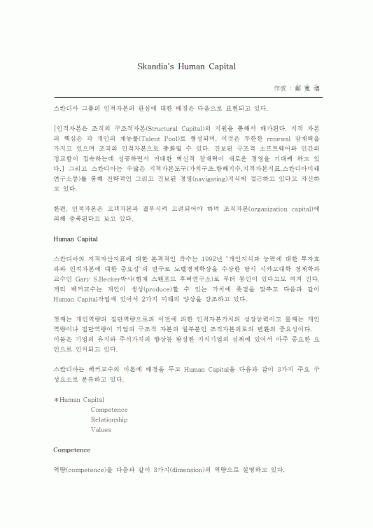 스칸디아의 인적자원관리 지표