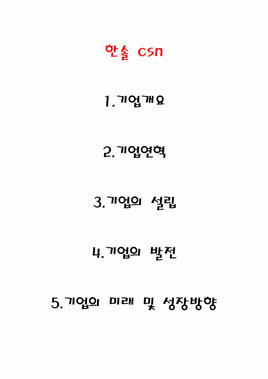 한솔 CSN 기업분석& 앞으로 성장방향