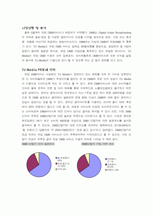 [e비즈니스] 새로운 서비스 DMB 테이크아웃tv `TUMedia(tu미디어)`의 MPR전략