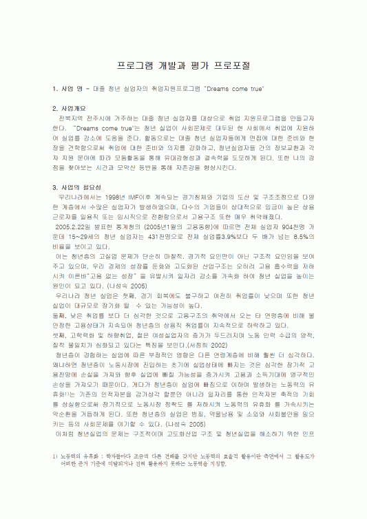 청년 실업해소 프로포절