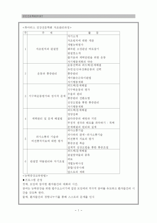 류마티스 환자 자조관리