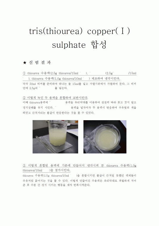 tris(thiourea) copper(Ⅰ) sulphate 합성