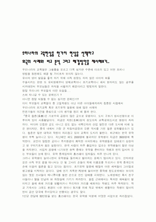 우리나라 교육현상의 문제점