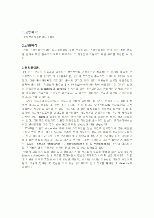 (화공 실험)FT-IR 레포트