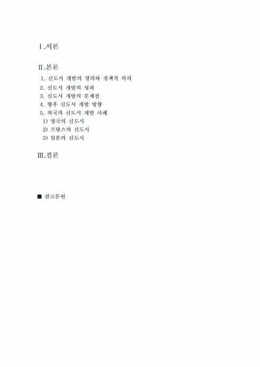 신도시 개발의 현황고 문제점