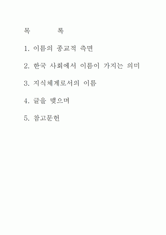 이름이 가지는 종교적 의미