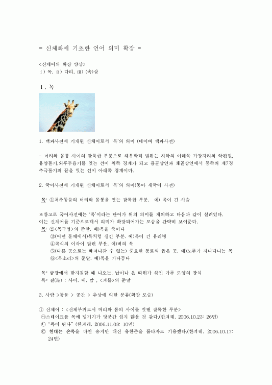 신체어의 의미확장