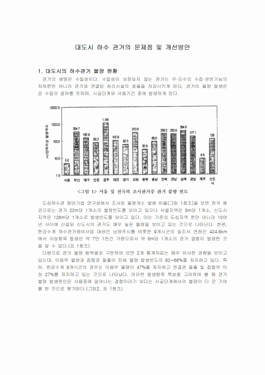 대도시 하수관거의 문제점 및 대책방안