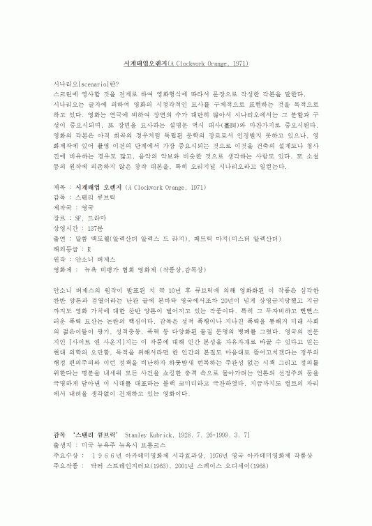 스탠리 큐브릭 감독의 시계태엽 오렌지