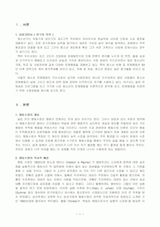 행동 수정 레포트 자료