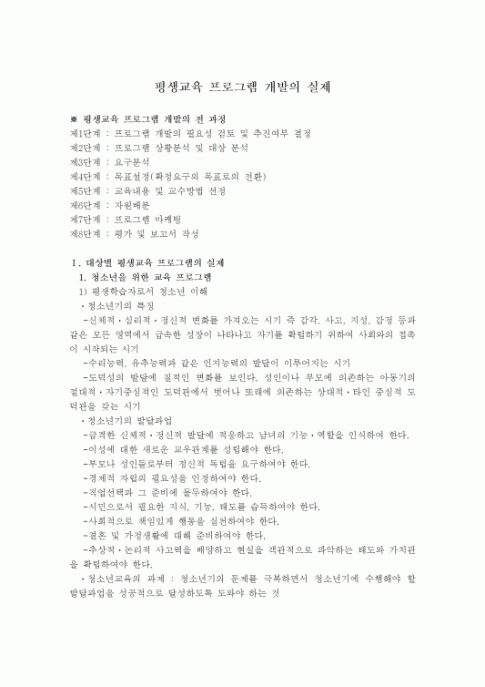 평생교육 프로그램 개발의 실제
