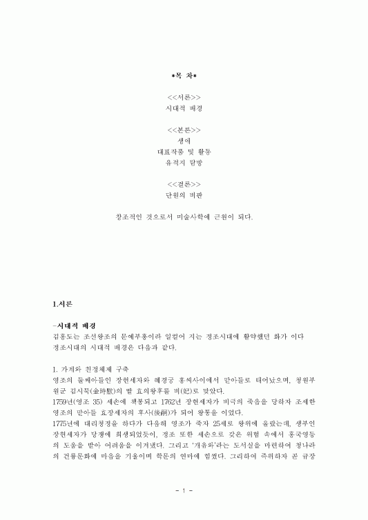 단원 김홍도 조사