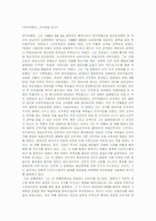 마키아벨리의 군주론을 일고