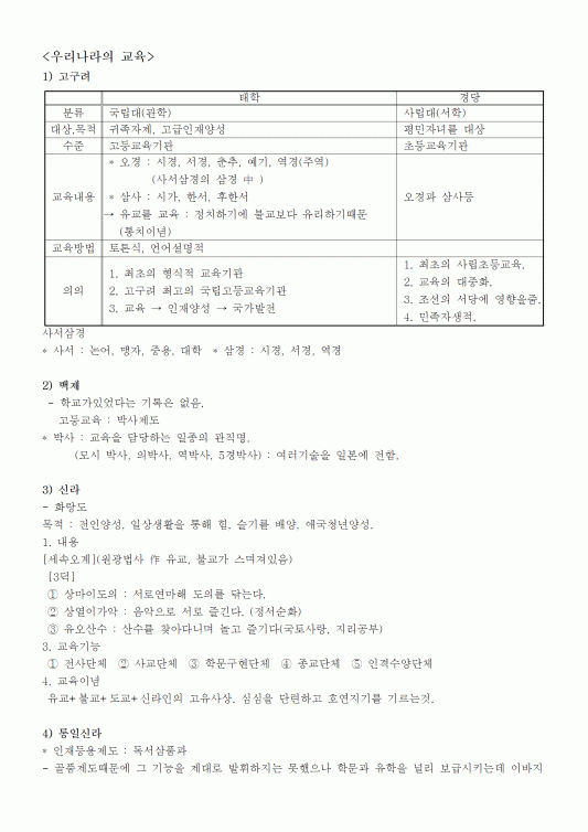 우리나라의교육 과 서양의 교육
