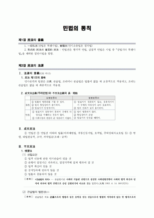 민법의 통칙 레포트 자료