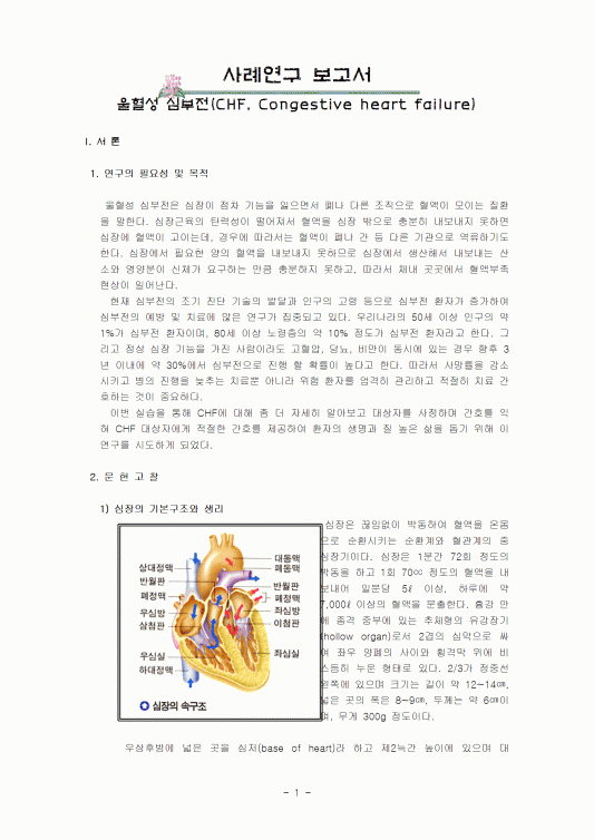 CHF 울혈성심부전 간호과정