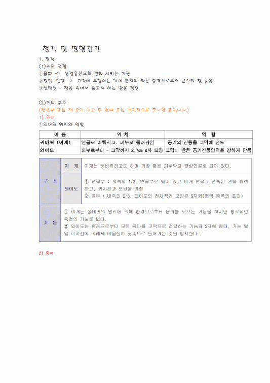 청각의 해부와 생리(구조와 기능)