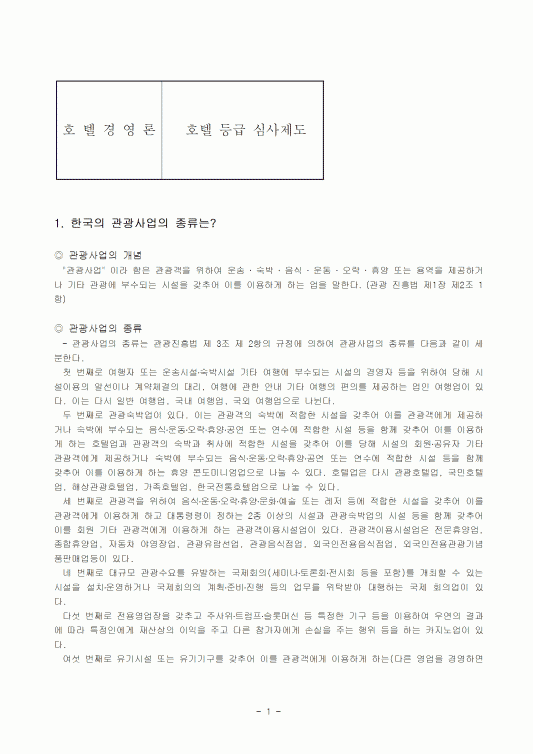 호텔 등급 심사제도