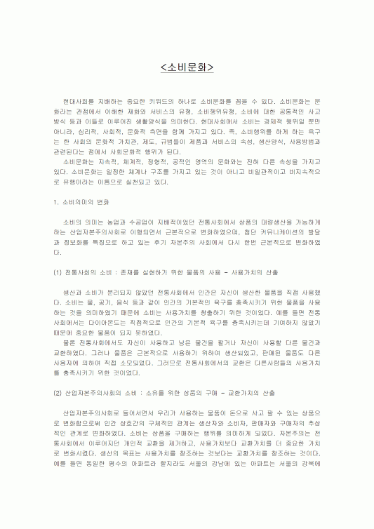 [사회과학] 소비문화