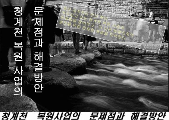 청계천 복원사업의 문제점과 해결방안