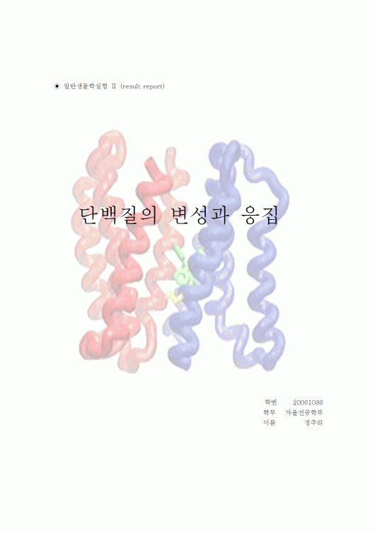 일반생물학실험(단백질의 변성과 응집)