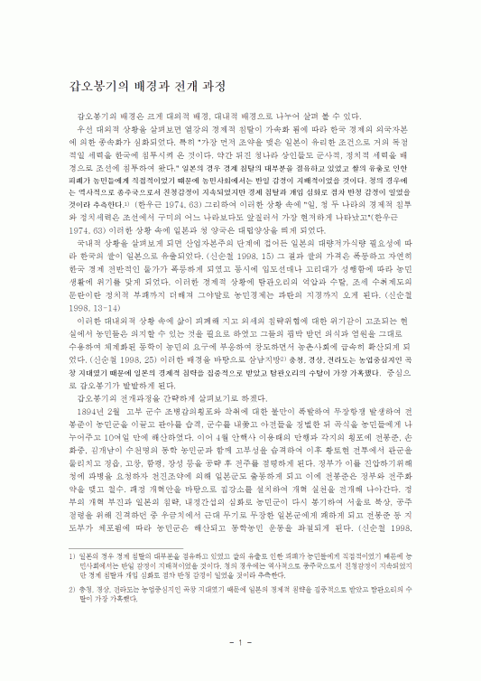 갑오봉기의 배경과 전개 과정