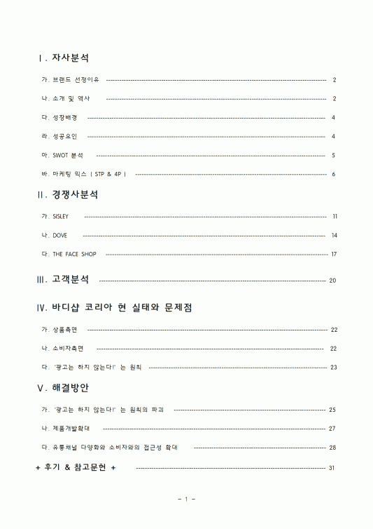 [마케팅] 더 바디샵의 경영실태와 문제점 및 2의 전성기를 위한 마케팅 전략 제언 (SWOT, 4P, STP, 모두 포함)