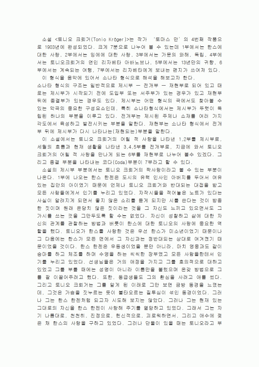 토니오 크뢰거와 소나타 형식