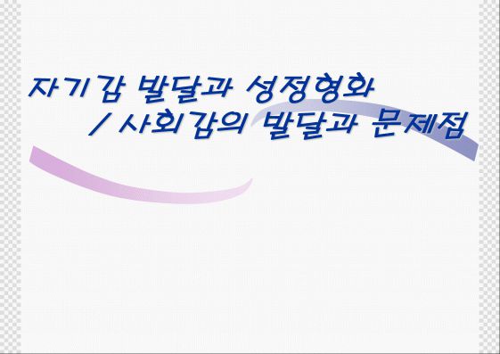 자기감 발달과 성정형화 사회감의 발달과 문제점