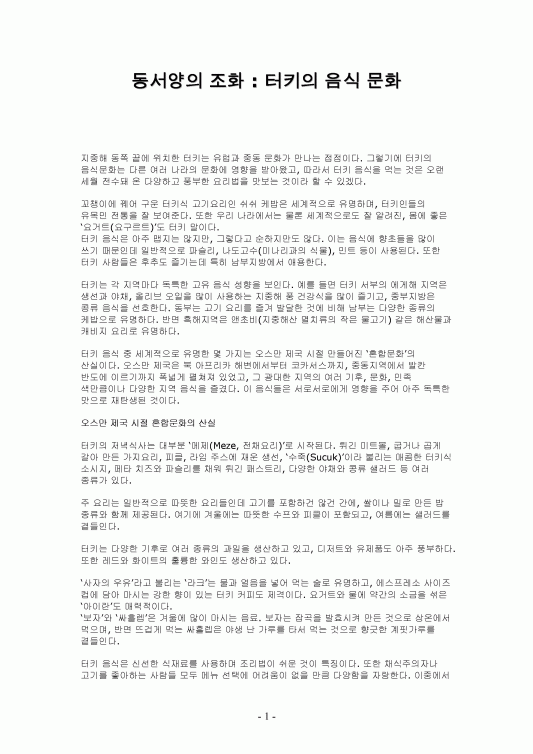 [인문과학] 터키의 음식문화