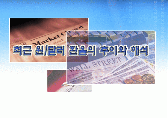 [금융] 최근 원달러 환율의 추이와 해석