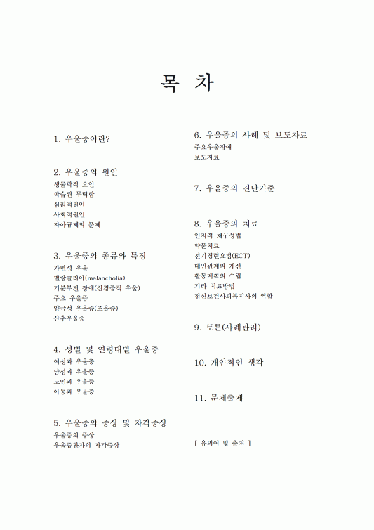 정신보건사회복지실천론 우울증 조사