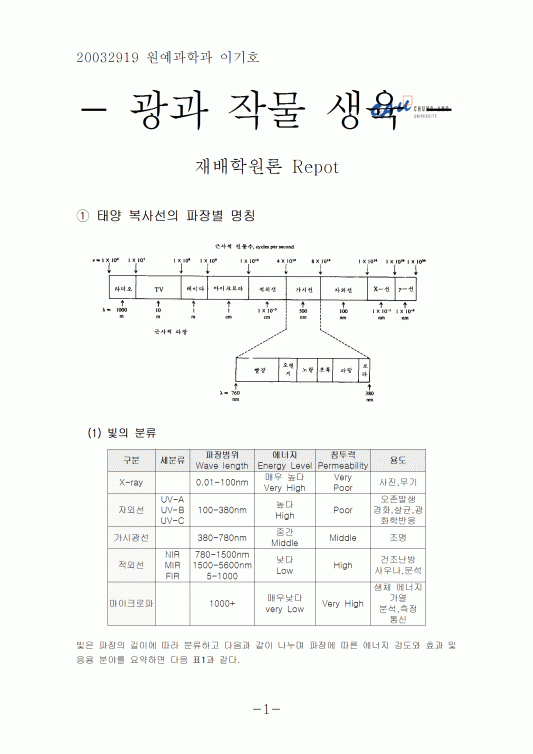 재배학원론 광과 작물 생육
