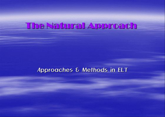 The Natural Approach