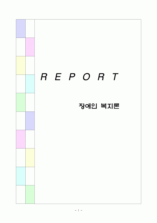 장애인에 대한 여러가지 장애유형과 이론등 장애인복지론강론에 대한 여러책을 통해서 요약정리한 보고서