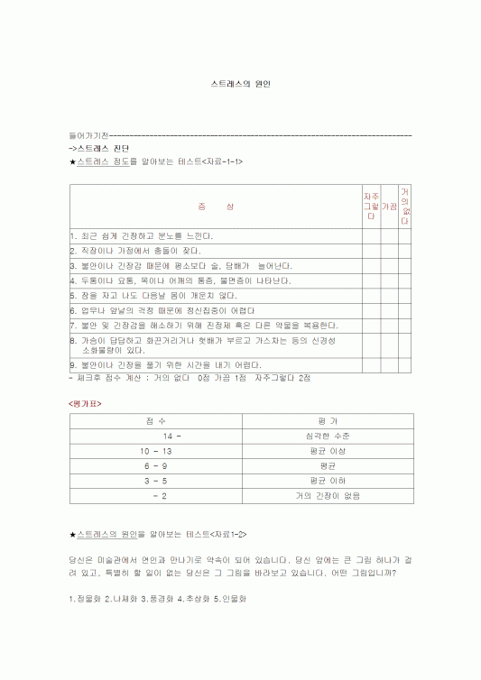 스트레스의 원인 신경과민