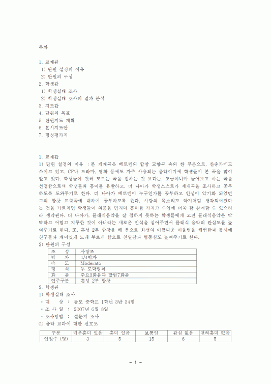 음악지도안 레포트 자료