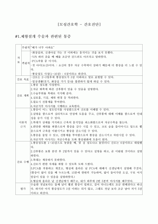 [모성]제왕절개 간호진단