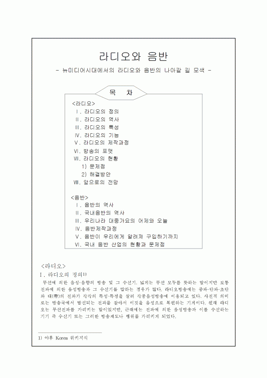 뉴미디어시대에서의 라디오와 음반의 나아갈 길 모색