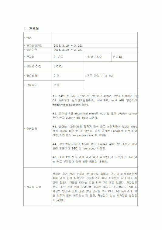순환기내과 간호중재