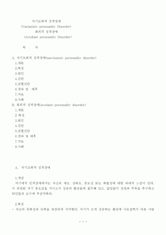 자기도취적 회피적 성격장애