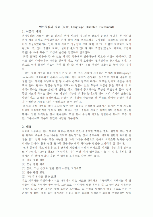 언어중심의 치료 (LOT, Language-Oriented Treatment)