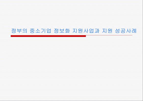 정부의 중소기업 정보화 지원사업과 지원 성공사례