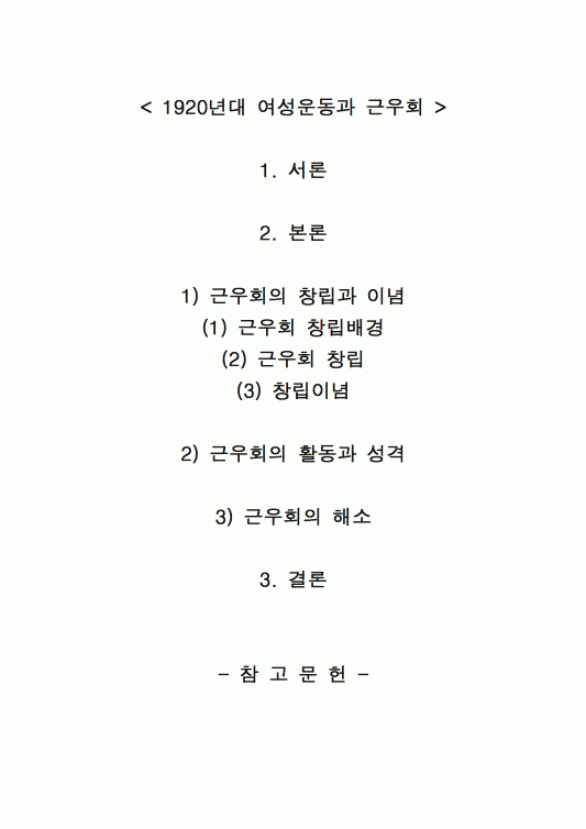 [여성사] 1920년대 여성운동과 근우회
