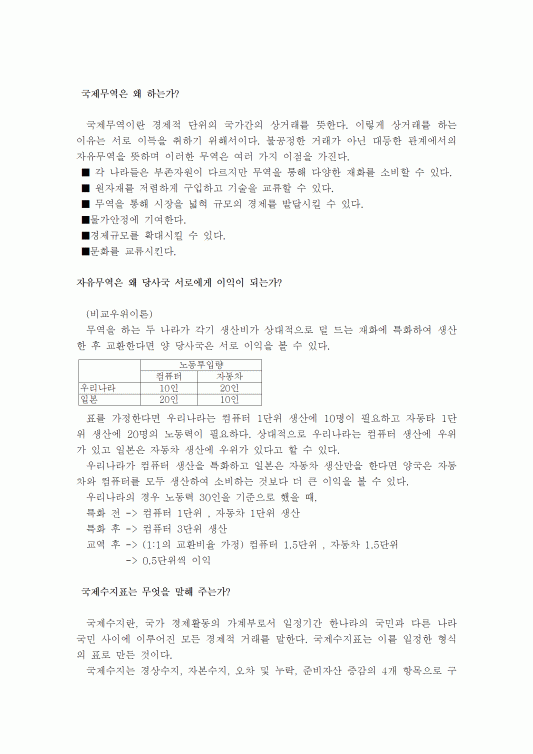 국제무역의 필요성과 환율제도