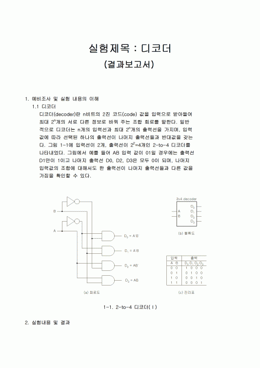 VHDL 디코더,인코더 결과보고서