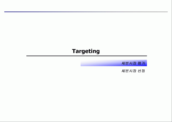 세분시장의 평가를 통한 선정과정 사례