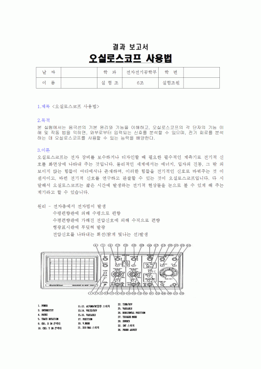 물리결과보고서(오실로스코프 사용법)